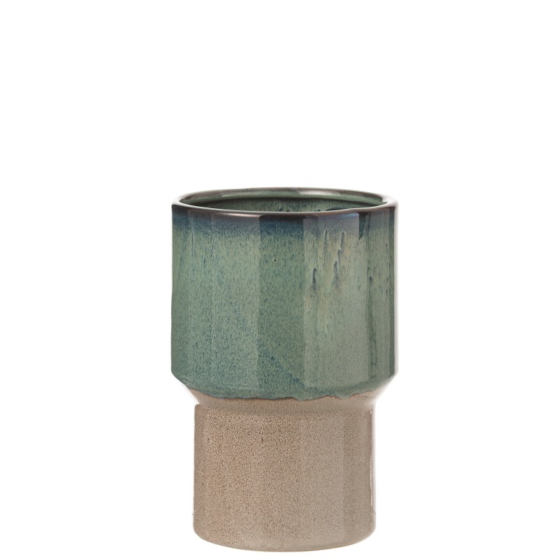 Cache-pot en céramique vert 15.5x15.5x23 cm