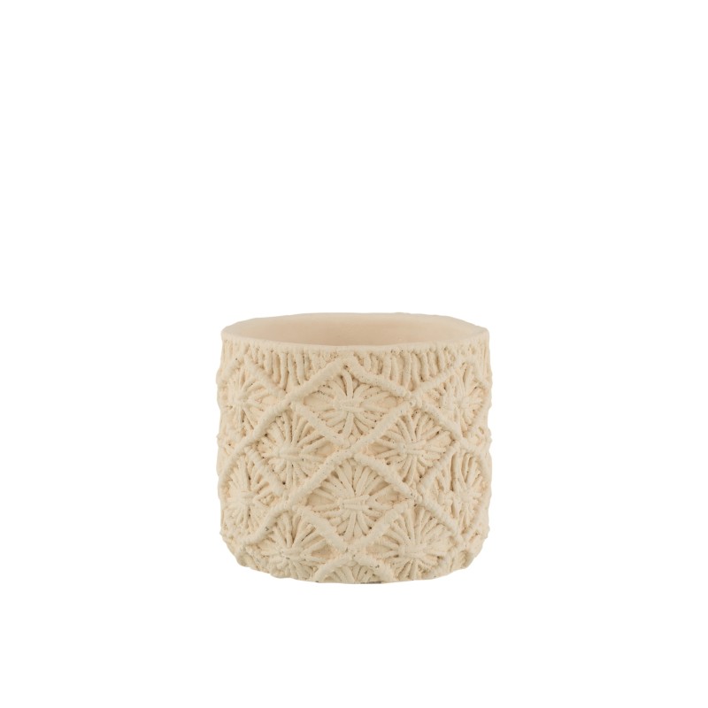 Cache-pot en ciment blanc 18x18x17 cm